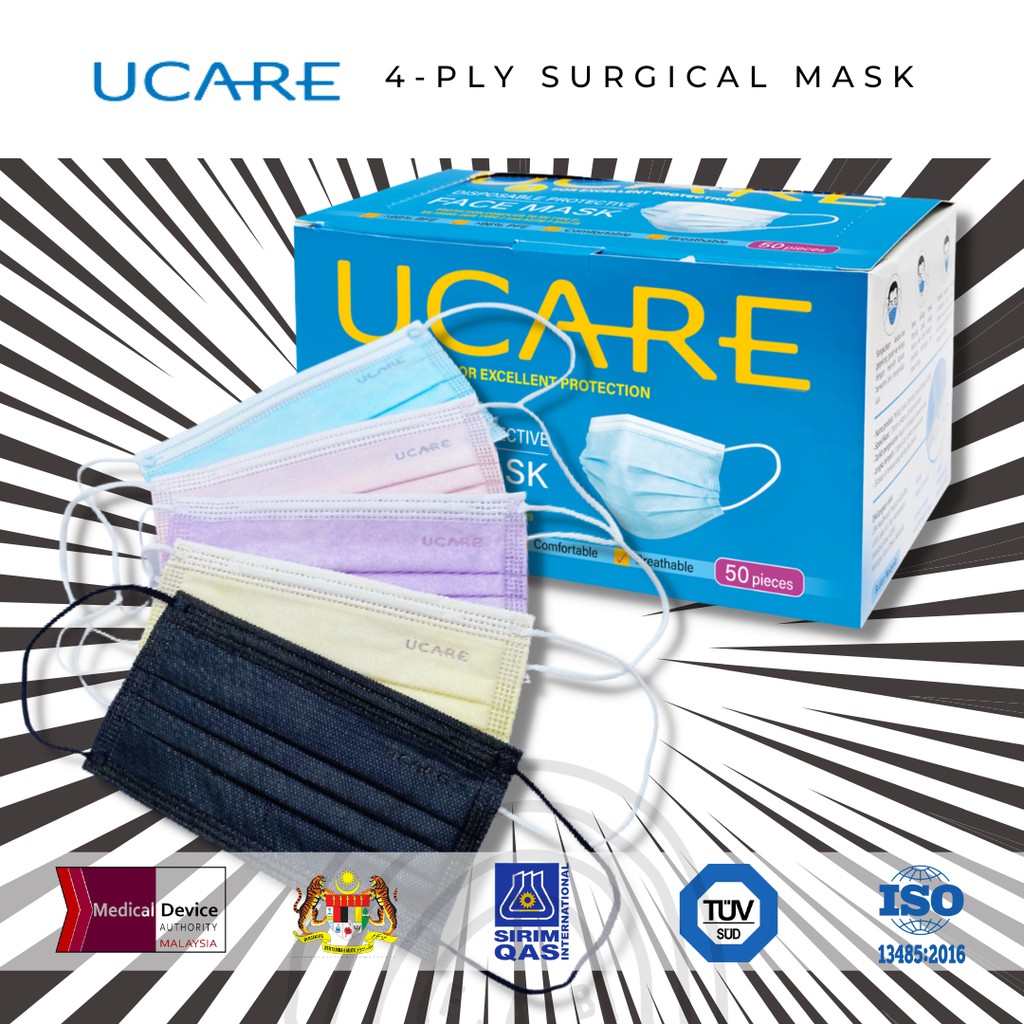 (100% ORIGINAL) UCare 4PLY PREMIUM SURGICAL FACE MASK 50pcs | Shopee ...