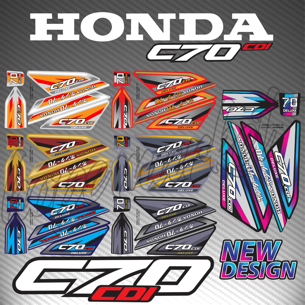 STRIPE MOTOR HONDA C70 GBO(3) CUSTOM NEW MODEL BODY STICKER | Shopee ...