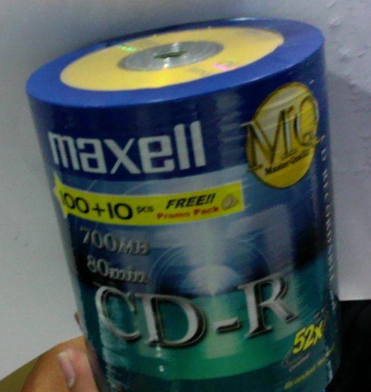 Maxell CD-R(100+10B) 52X 700mb 80min 100pcs Free 10pcs Bulk Pack ...