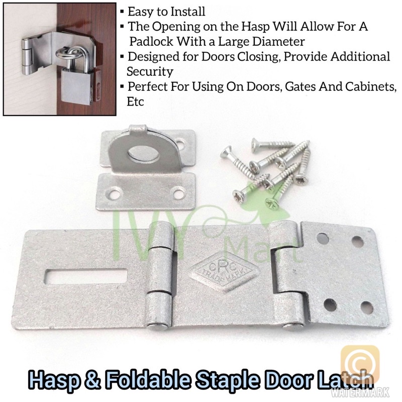 [100% Original] Super Heavy Duty Solid Steel Hasp & Foldable Staple ...