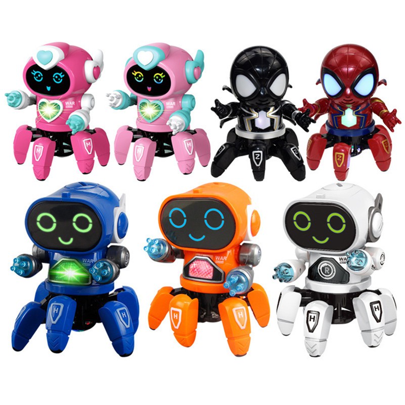 Dance Iron Man Spider Robot LED Music Flash Avengers Hero Electric ...