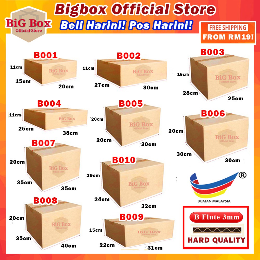  Buy 10 Free 2pcs Bigbox Packaging Box Carton Box Packing Box Paper Boxes Kotak Shopee Malaysia