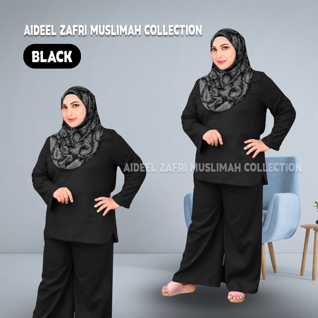 Plus Size Muslimah Suit Blouse with Pants Set (Breast Feeding Friendly ...