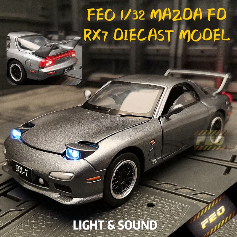 JKM FD Mazda RX7 Diecast Car Model Diecast Model Toy Vehicle Sound ...