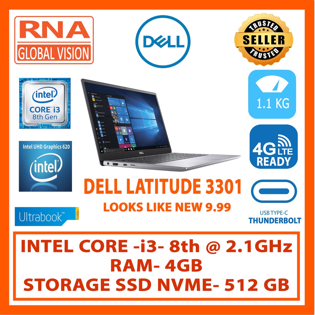 REFURBISHED 9.99 LIKE NEW | DELL LAPTOP LATITUDE 3301 / INTEL CORE I3 ...