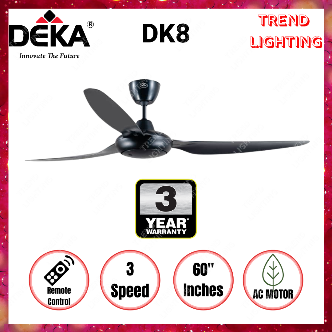 DEKA DK8 60" Ceiling Fan 3 Blades Remote Control Ceiling Fan Cooling ...