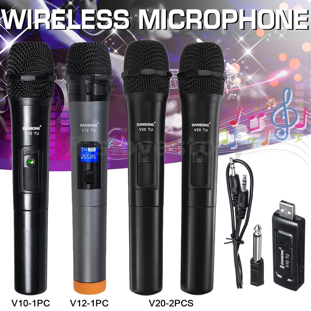 2pcs Professional UHF Dual Wireless Microphone System Kits 2 Channel ...