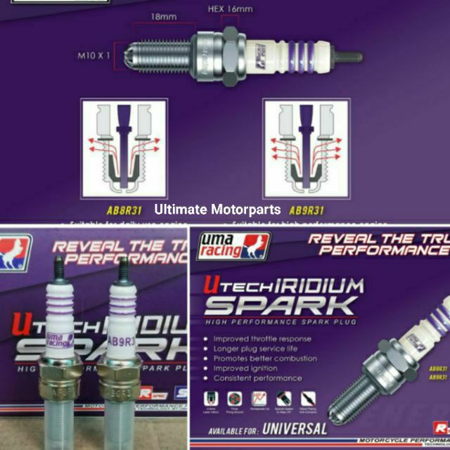 Y15ZR/LC135/RS150/Wave125/FZ150 UMA RACING UTECH IRIDIUM SPARK PLUG 100 ...