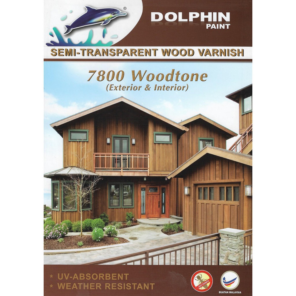 5L DOLPHIN Woodtone Wood Varnish Paint Interior Exterior/Syelek kayu ...