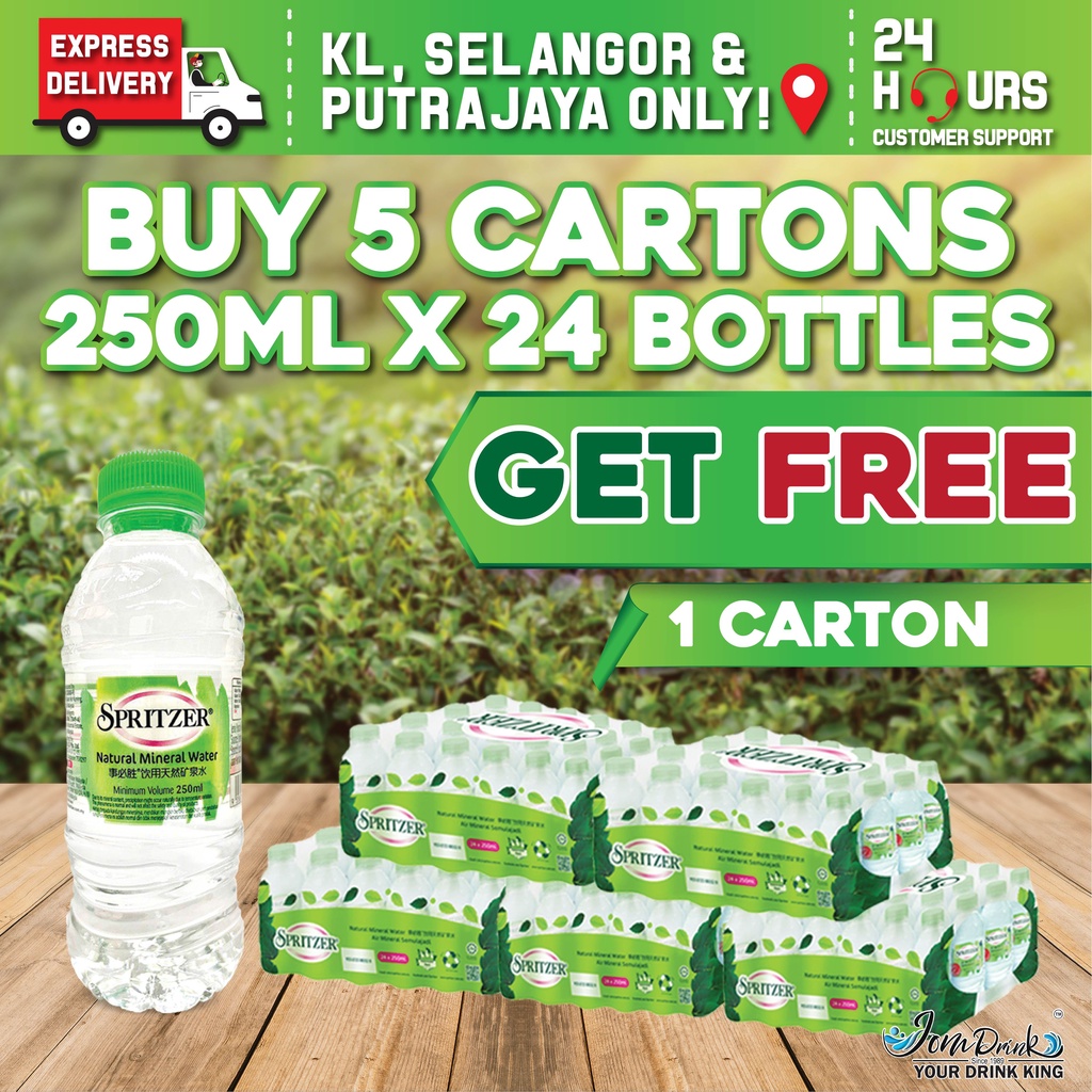 BUNDLE OF 5 CARTONS : SPRITZER MINERAL WATER 250ML x 24 BOTTLES | Shopee Malaysia