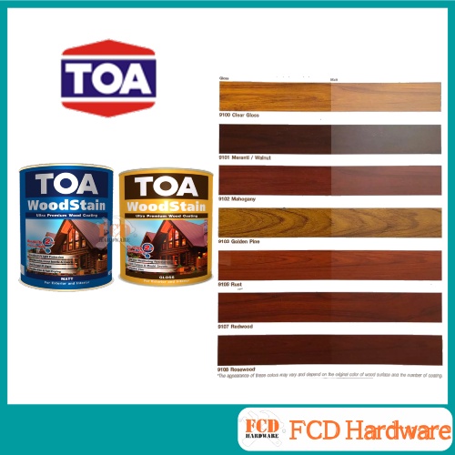 TOA 5L Woodstain Paint Gloss / Matt ( Interior & Exterior Wood Syelek ...