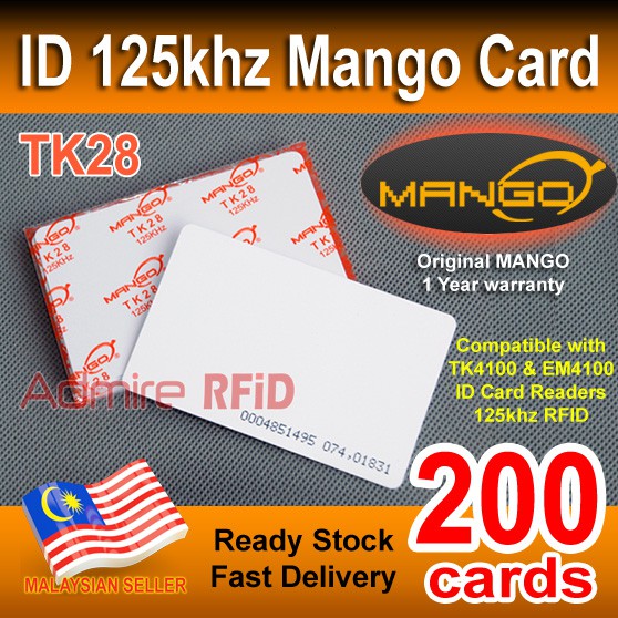 200 cards of Genuine MANGO RFID Proximity ID 125khz TK28 Thin Card 125 ...
