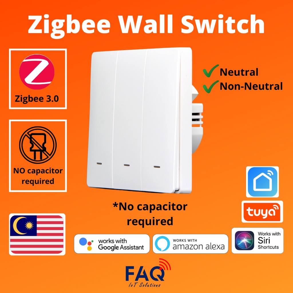 ZIGBEE Smart Switch 1/2/3-GANG (Neutral/Non-Neutral) TUYA SMART LIFE ...