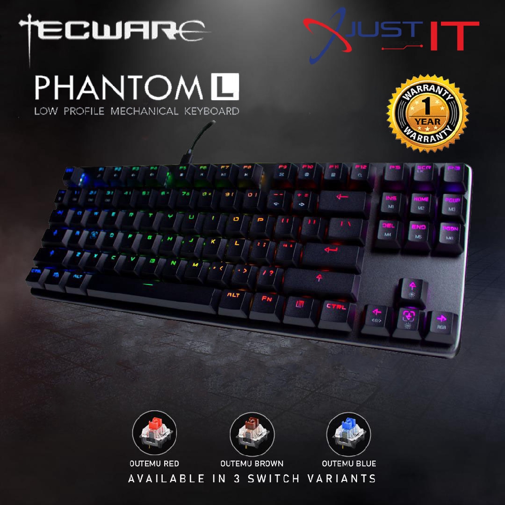 TECWARE PHANTOM L RGB BACKLIT MECHANICAL LOW PROFILE GAMING KEYBOARD ...