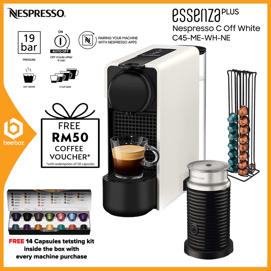 Nespresso C45-ME-WH-NE Essenza Plus Fully Automatic Capsule Espresso ...