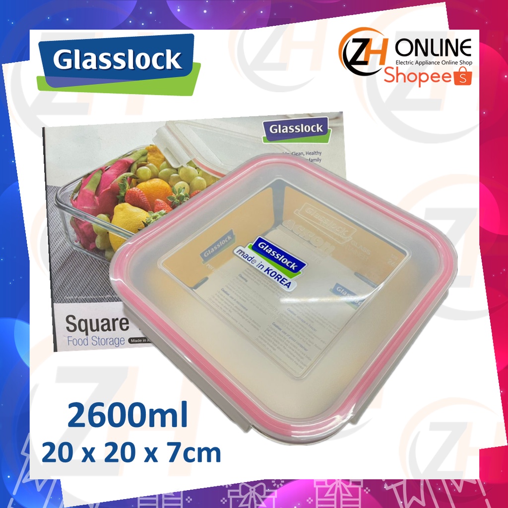 Glasslock Food Container Square 2600ml 2.6Liter | Shopee Malaysia