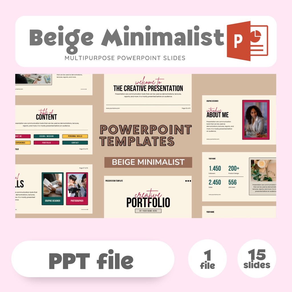 PPT Slides Beige Minimalist Powerpoint Nice and Easy Templates | Shopee ...