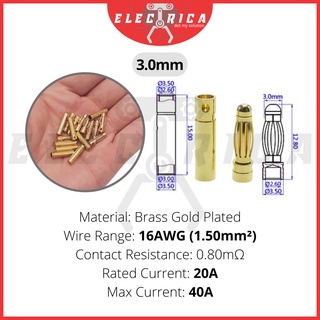 2.0mm / 3.0mm / 3.5mm / 4.0mm Banana Gold Connector Bullet Plug For ESC and Motor | Shopee Malaysia
