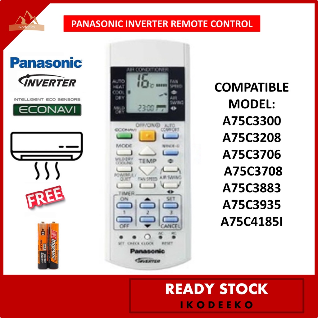 Panasonic Aircond Inverter Control Remote Control | Panasonic Inverter ...