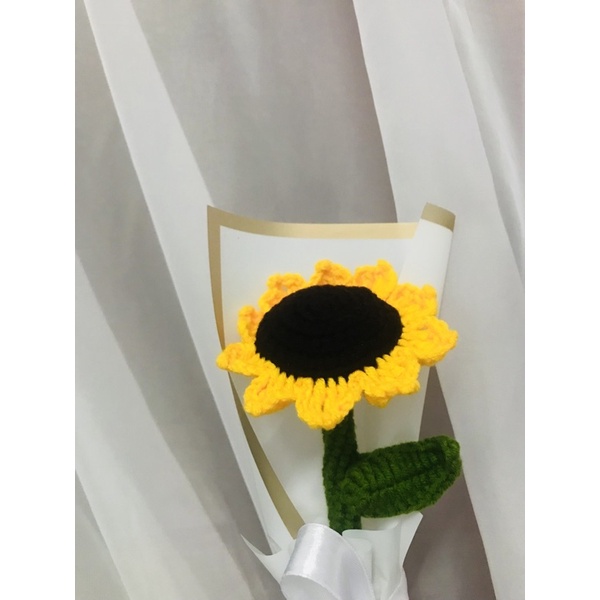 Sunflower Crochet Bouquet (white wrapping) / flower crochet / bunga ...