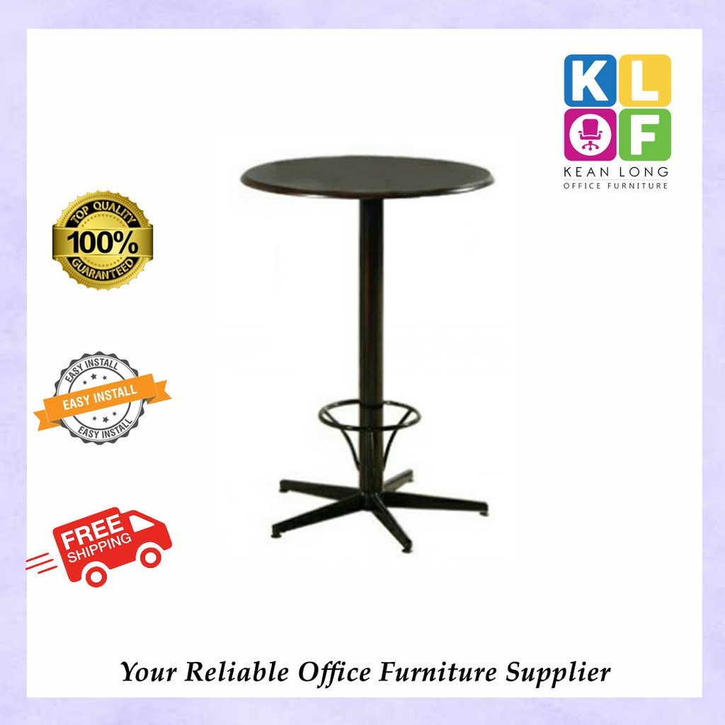 KLOF Meja Bar Bulat / Round Bar Table with Rubberwood Top(Table Only ...