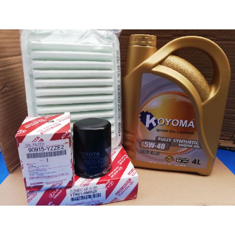 Toyota vios 1.5 ncp93 oil filter + air filter + koyoma 5w40 fully ...