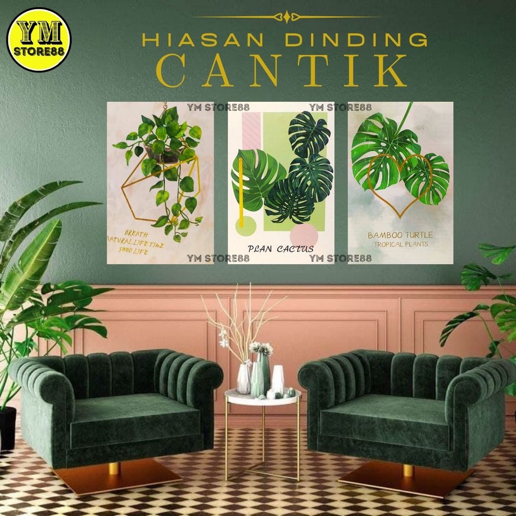 Frame Deko Hiasan Dinding Cantik Monstera, Daun, Bunga, Leaf, Flowers ...