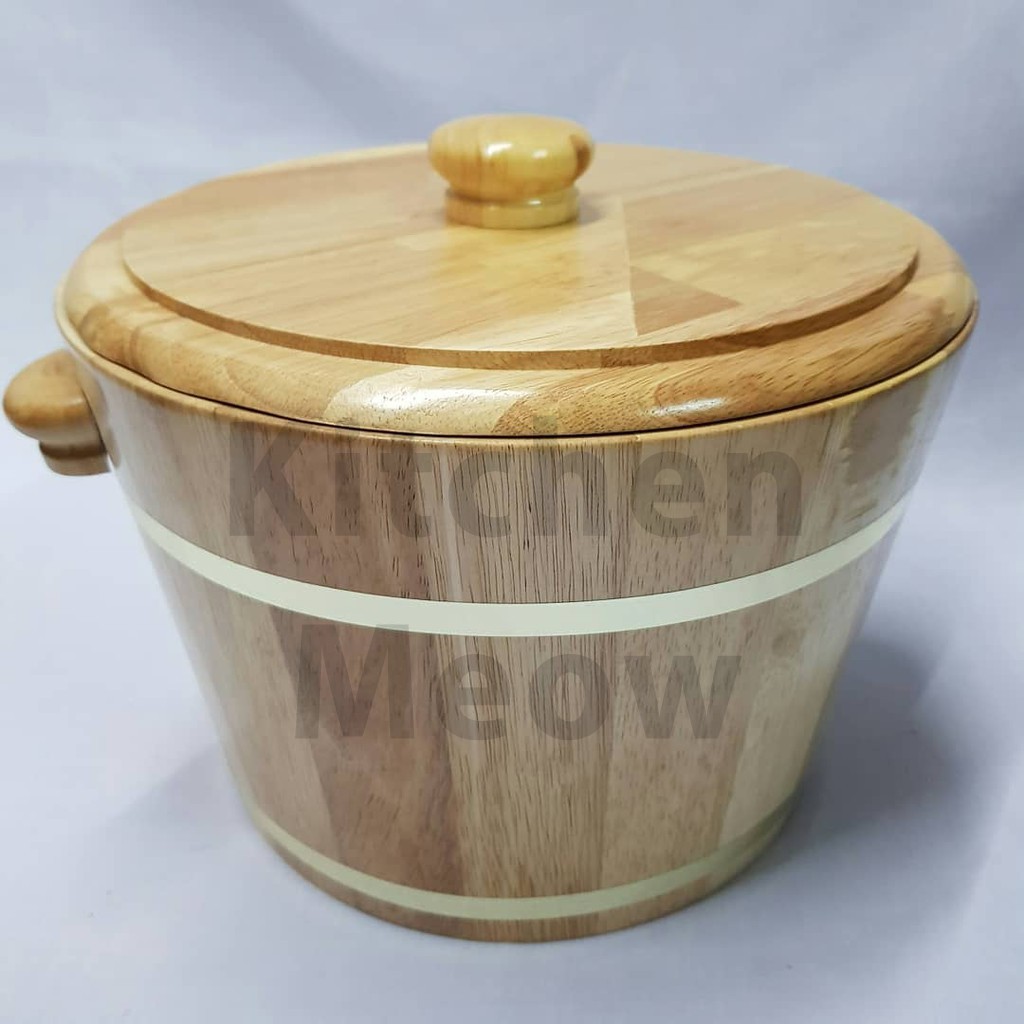 Baldi beras Nasi Penyimpan Beras Wooden Rice Bucket / Rice storage ...