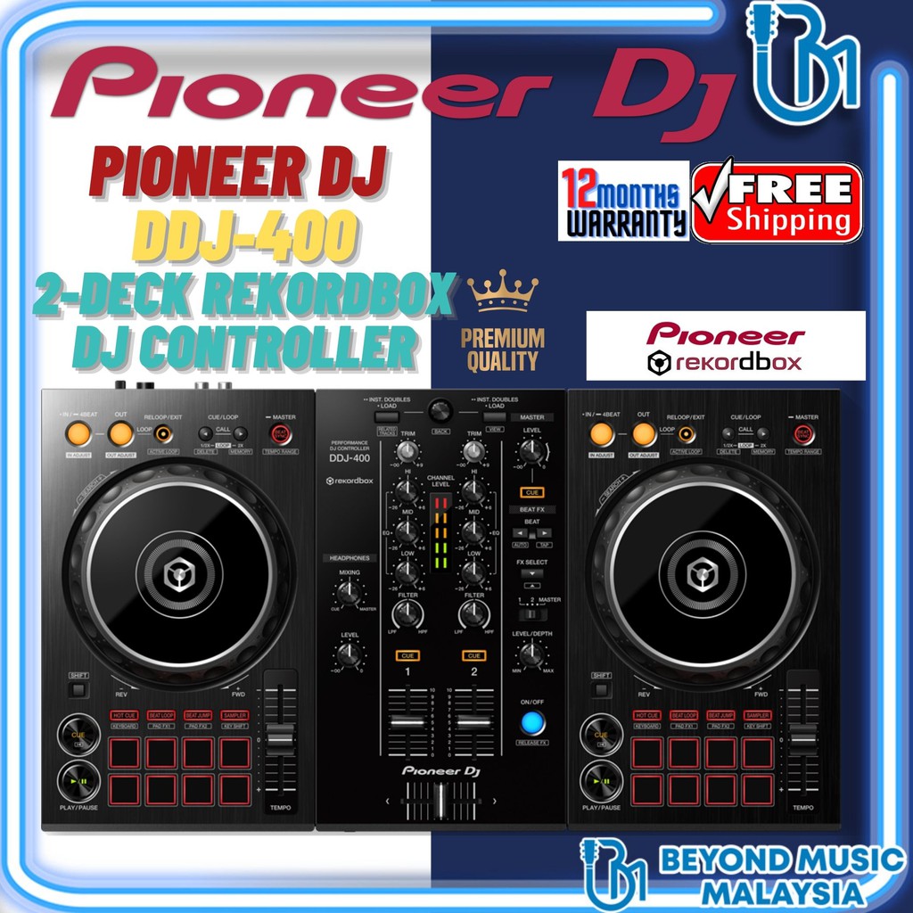 Pioneer DJ DDJ-400 Portable 2-Channel rekordbox DJ Controller (Black ...
