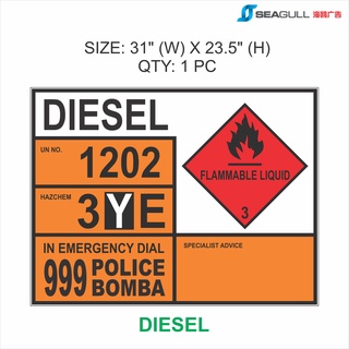 Skid Tank Sticker Mudah Terbakar Highly Flammable Petroleum Diesel Tank ...