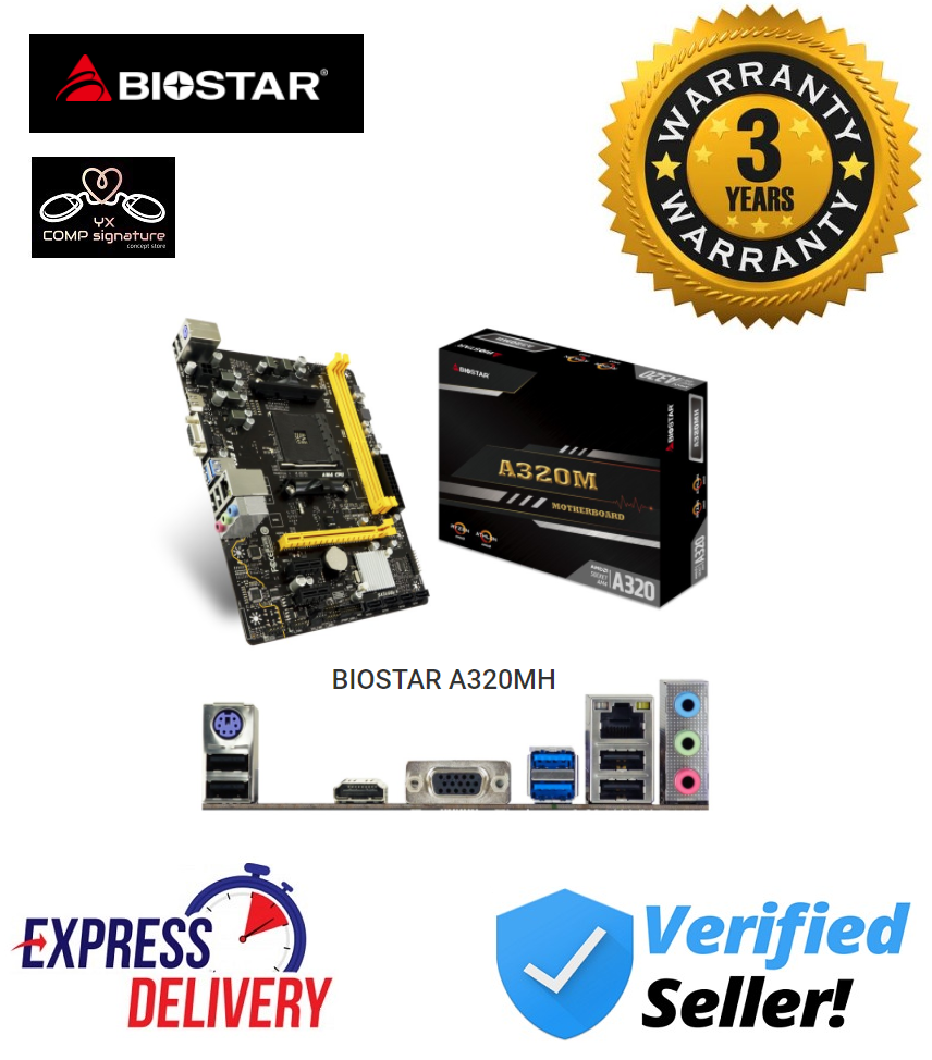 BIOSTAR A320M AMD A320 Socket AM4 DDR4 Micro ATX A320MH Ver:6.7 ...
