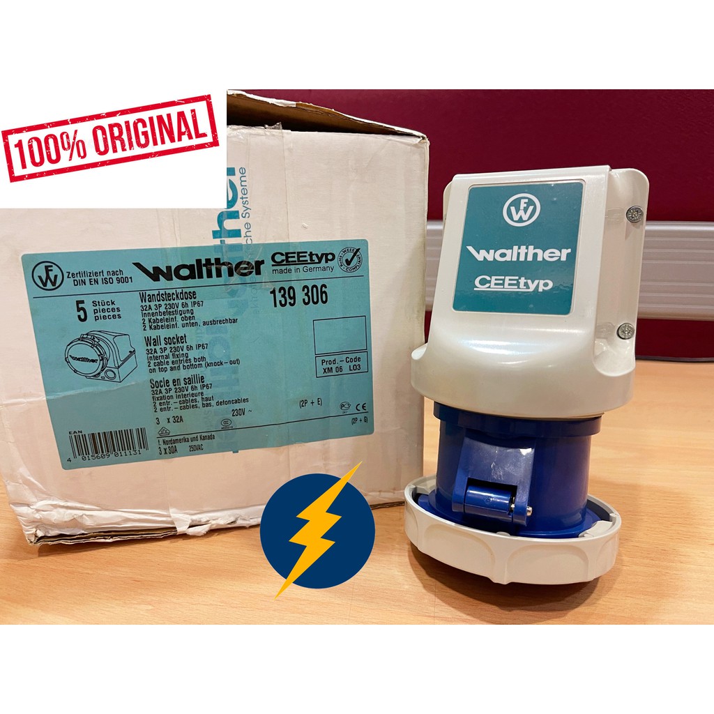 WALTHER 139306 32A 2P+E 230V Wall Mountedl Socket IP67 | Shopee Malaysia
