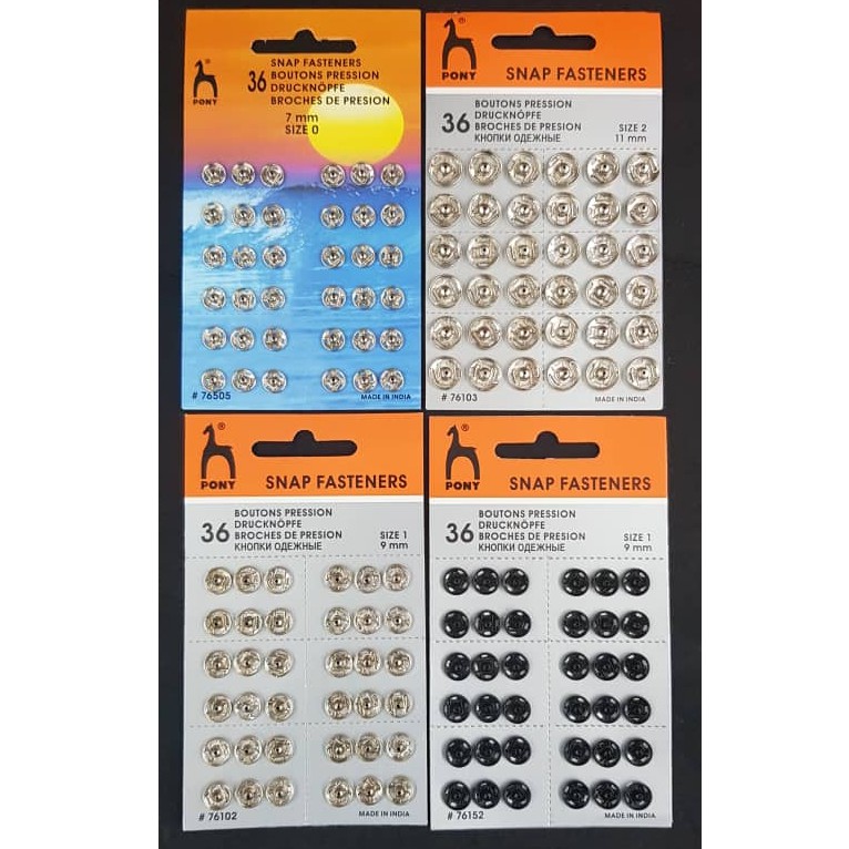 Pony Snap Fasteners / Snap Buttons / Press Stud (1slice) 7mm, 9mm, 11mm ...