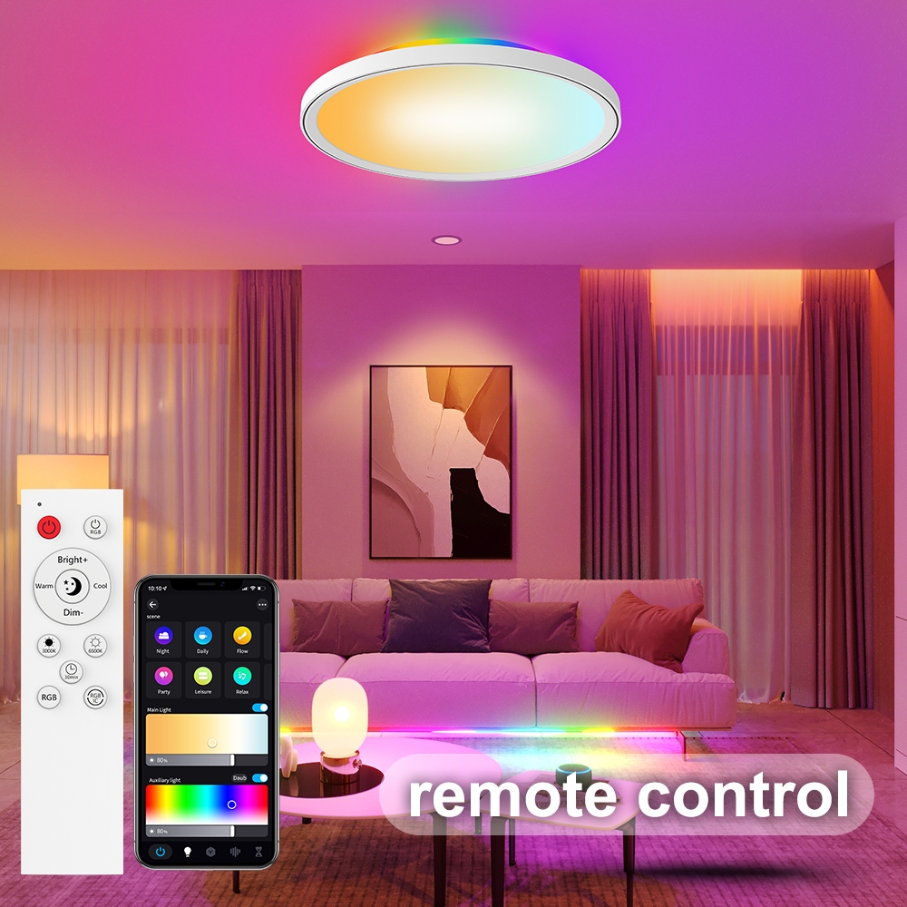 30W 30CM Smart LED Ceiling Light Fixture with Remote Control and APP ...
