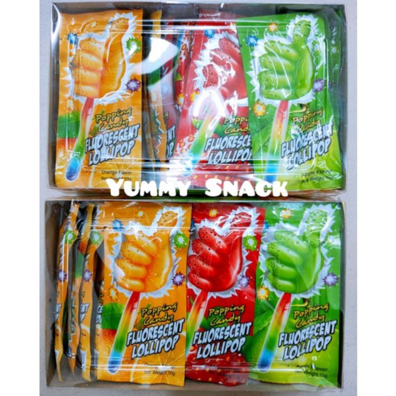 30pcs Fluorescent Lighting Lollipop + Popping Candy Gula Gula Pop Gula ...