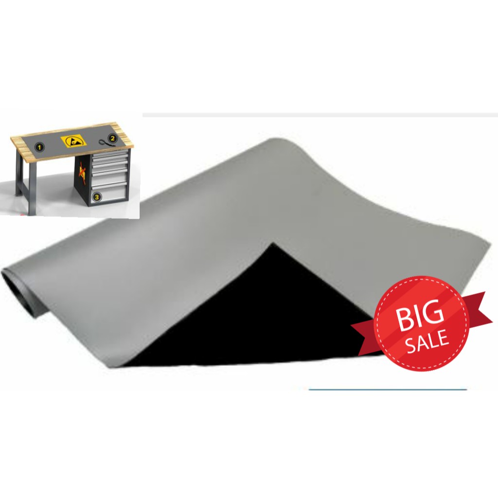 ESD Grey Mat 300mm x400mm Dissipative Table Top Floor Grounding Green ...