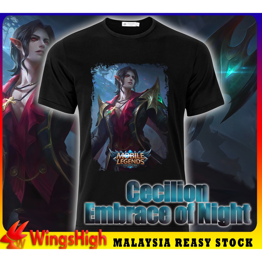Mobile Legends T-shirt Heroes Cecilion and All Skin Round Neck Short ...