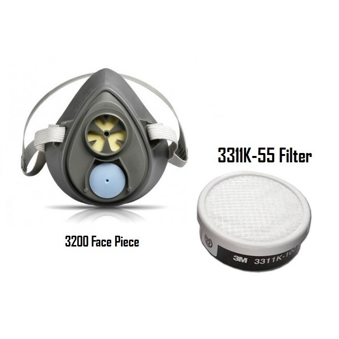 3M Reusable Single Catridge Half Face Respirator Kit 3200-55 M/L size ...