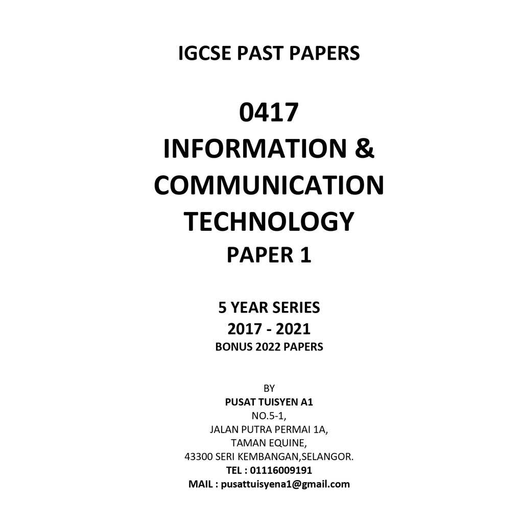 IGCSE Past Year Papers Information & Communication Technology 0417 ...