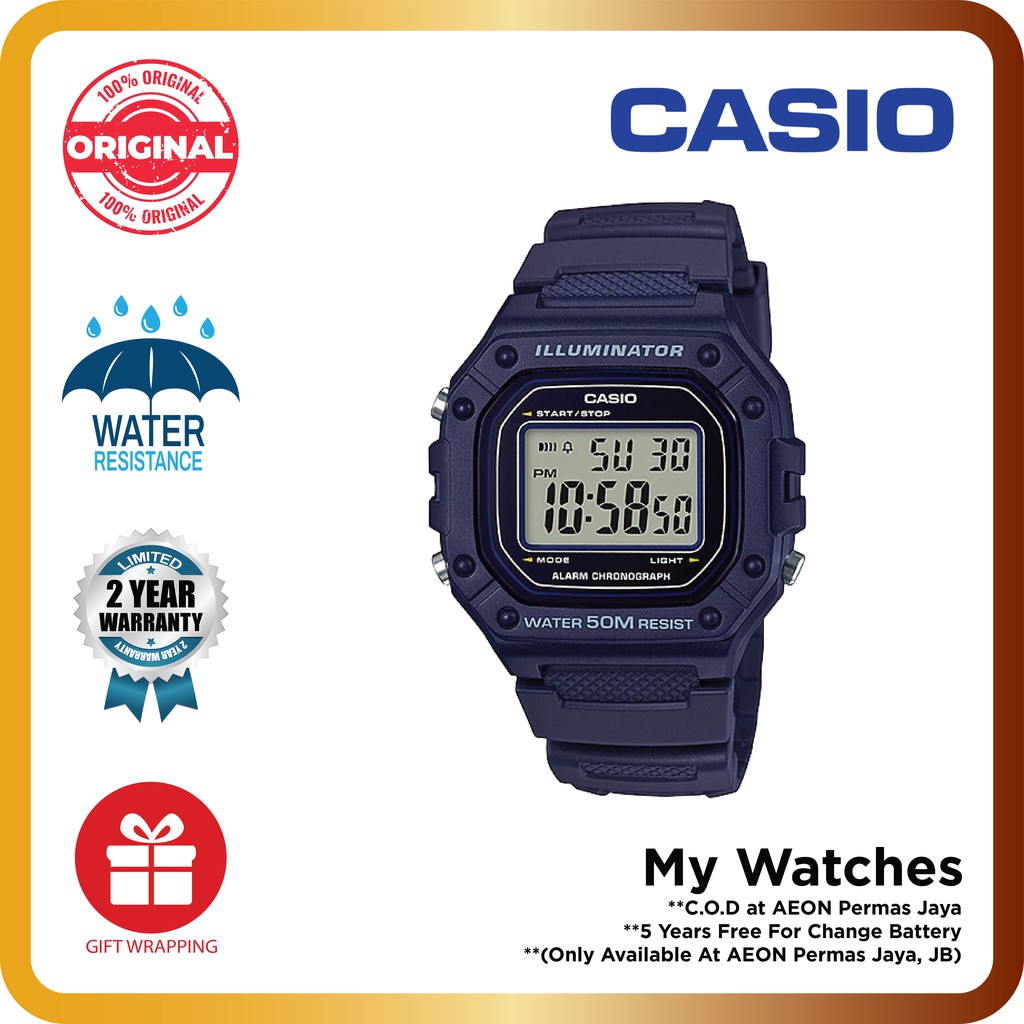 Casio W218H-2A *2 YEARS WARRANTY* [100% ORIGINAL] Casio Watch Sport ...