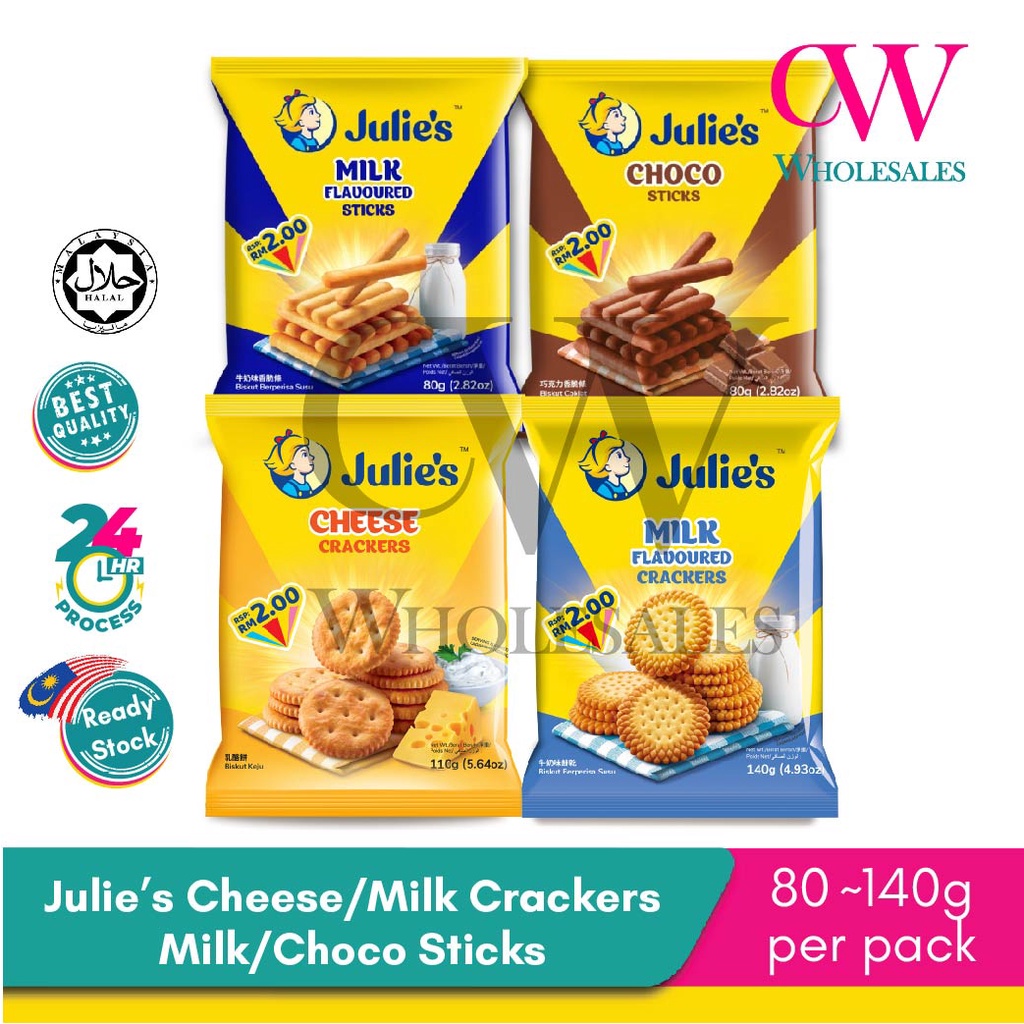 Julie's Cheese Crackers Julie's Milk Flavoured Crackers Julie Milk ...