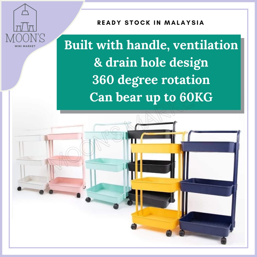 2nd Generation 3 Tier Trolley Rack With Wheel & Handle - Multipurpose ...