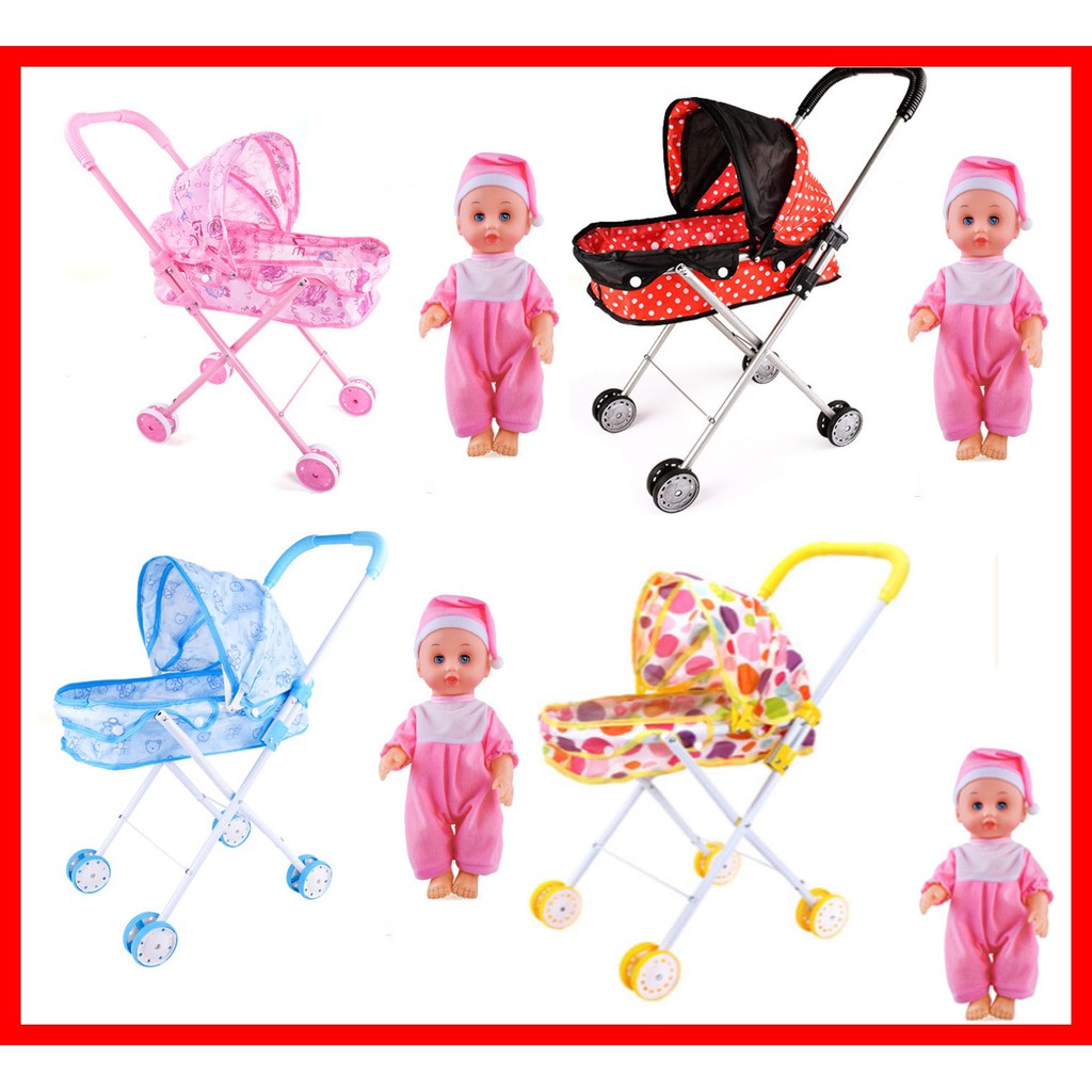 Baby Kids Doll Stroller Pram Pretend Play Toy/ Stroller mainan kanak ...