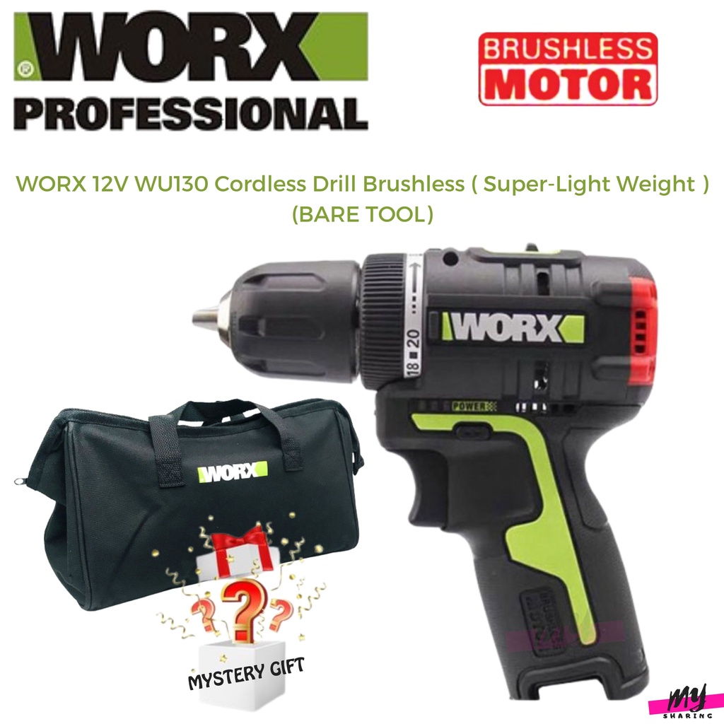 WORX 12V WU130 Cordless Drill Brushless ( Super-Light Weight ) (BARE ...