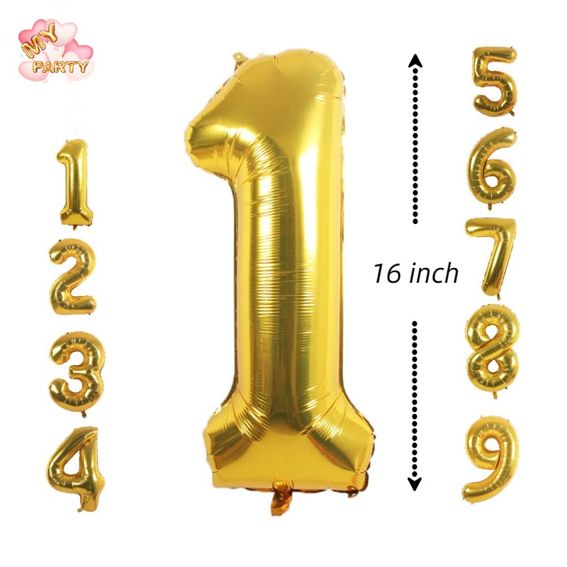 16 inch Number Balloon Foil Large Digital Aluminium Film Giant Animal ...