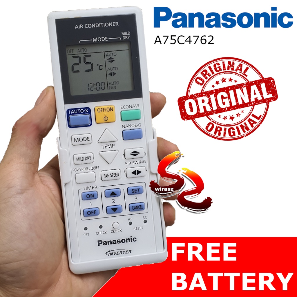 PANASONIC AIR CONDITIONER ORIGINAL REMOTE CONTROL A75C4762 iAUTO ...