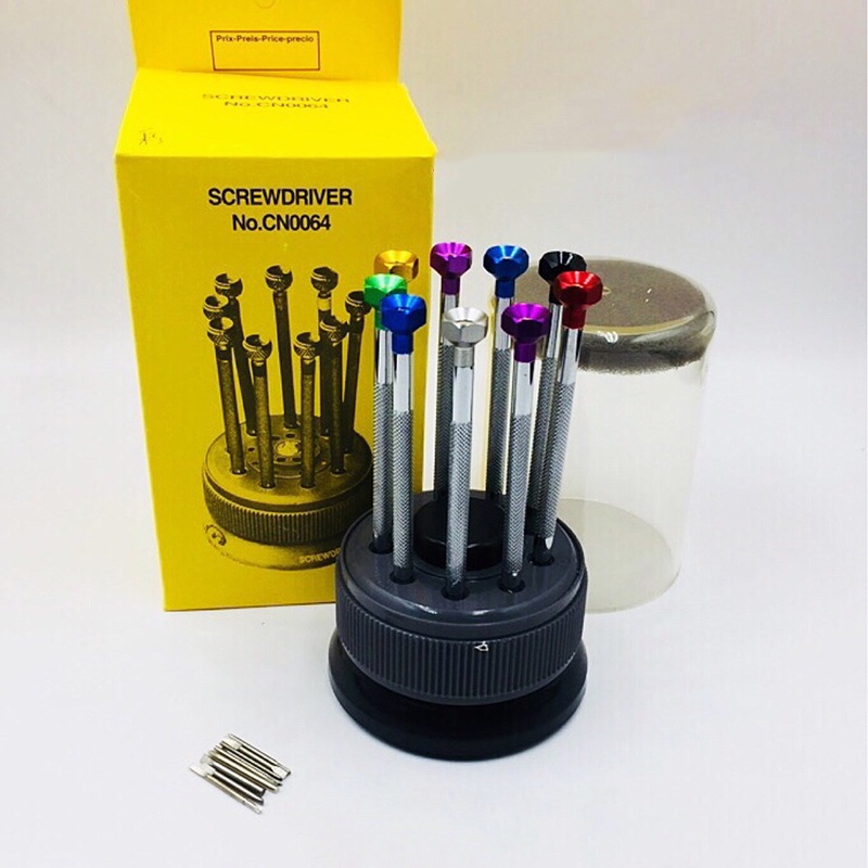 9PCS Watch Repair Screwdriver Set Replacing Tips Flat Head Cross head ...