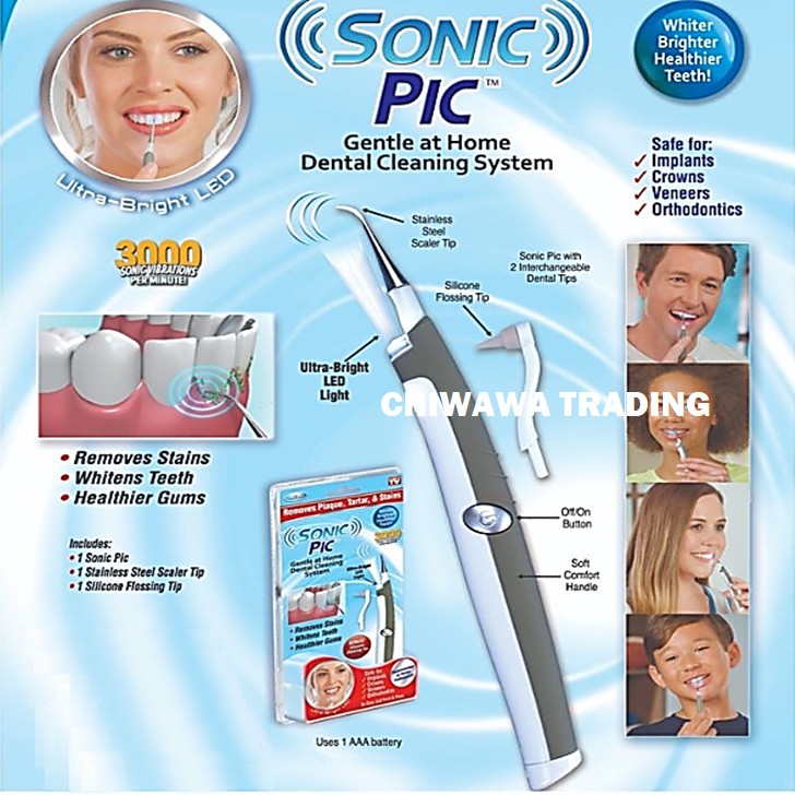 Sonic Pic LED Ultrasonic Tooth Pick Dental Clean Teeth Whitening Gums ...