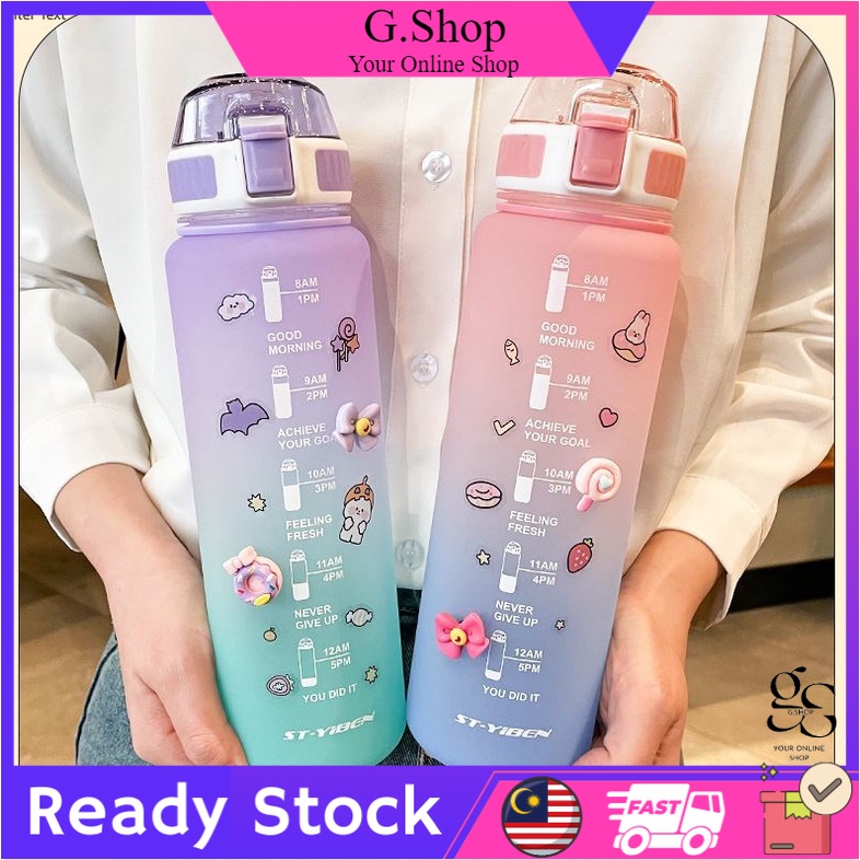 G.Shop Ready Stock-1100ml Slim Water Bottle Cute Portable Scale Bottle ...