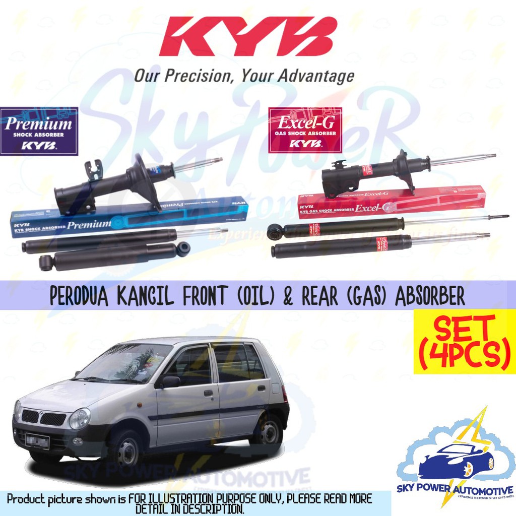 PERODUA KANCIL (X485) KAYABA (KYB) PREMIUM OIL SHOCK (FRONT 2PCS) + EXCEL-G GAS SHOCK (REAR 2PCS ...